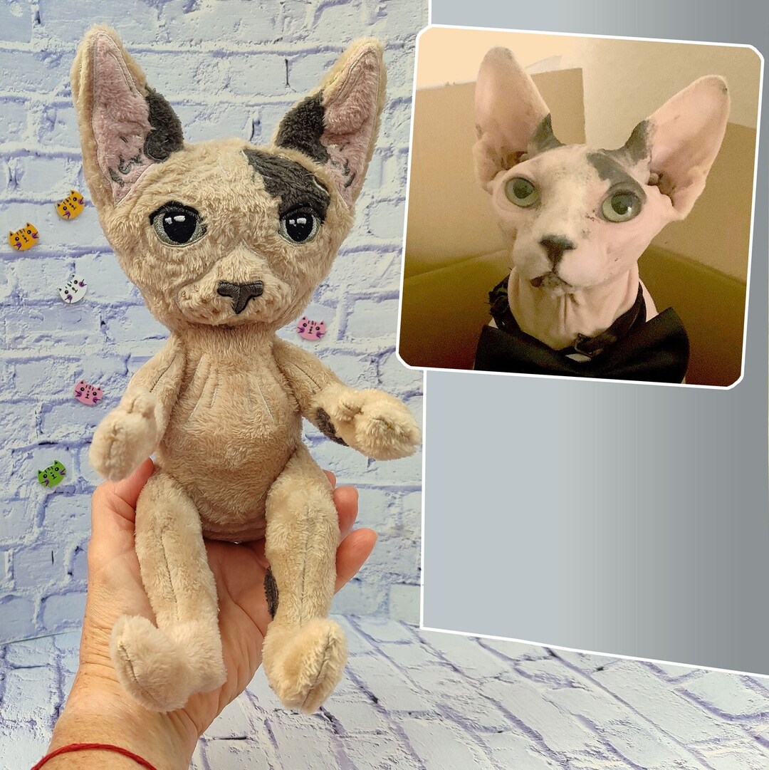 Hairless Cat Stuffed Animal, Sphynx Cat Plush, Pet Replica, Pet ...