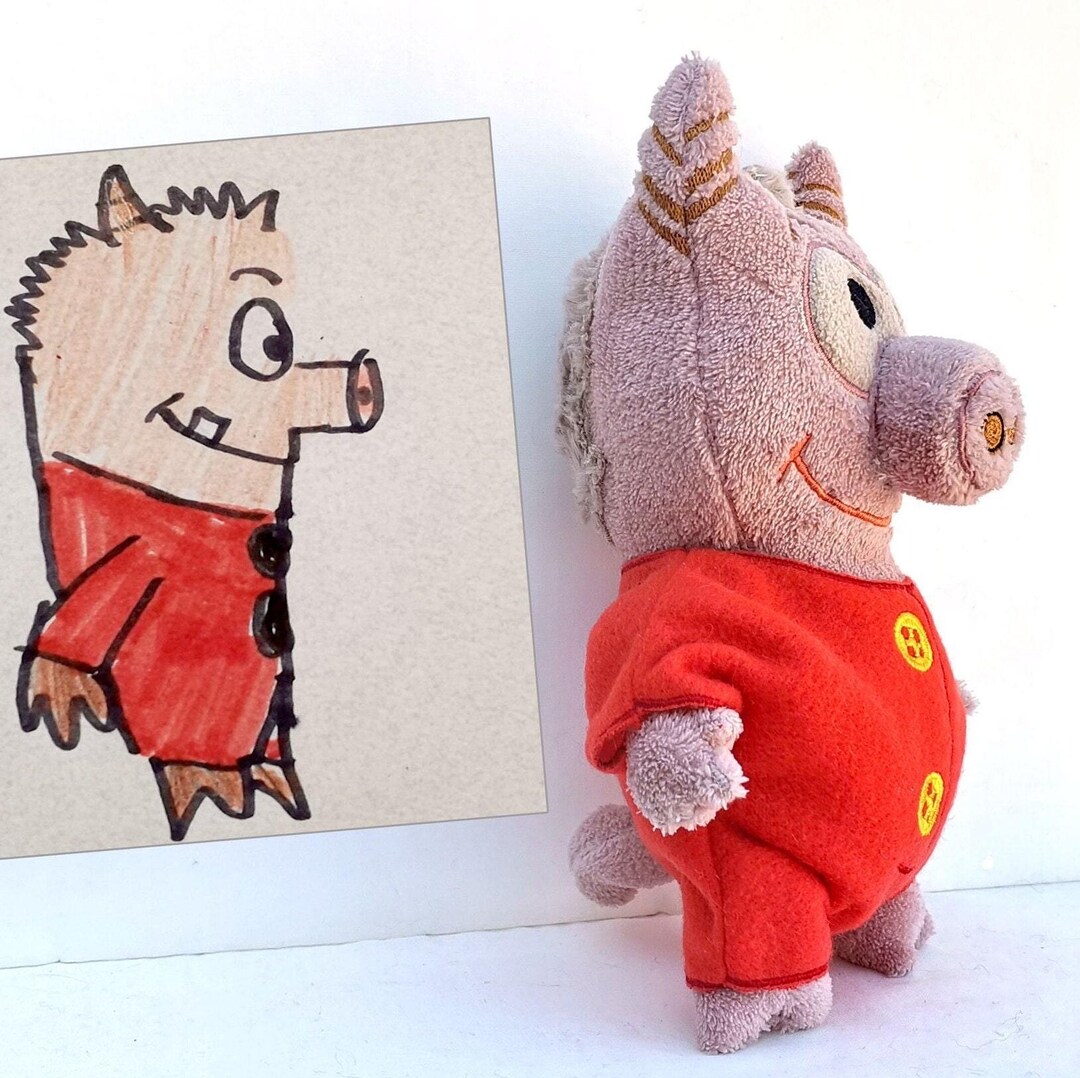 Drawing Into Plush, Stuffed Animal From Photo, Custom Plush Commission ...