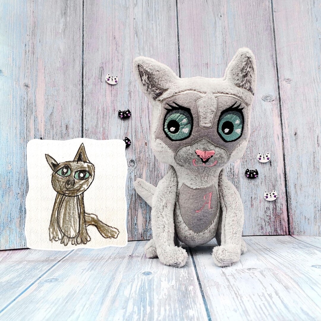 Drawing Into Plush, Cute Cat Plush, Kitten Figurine, Custom Plushies ...
