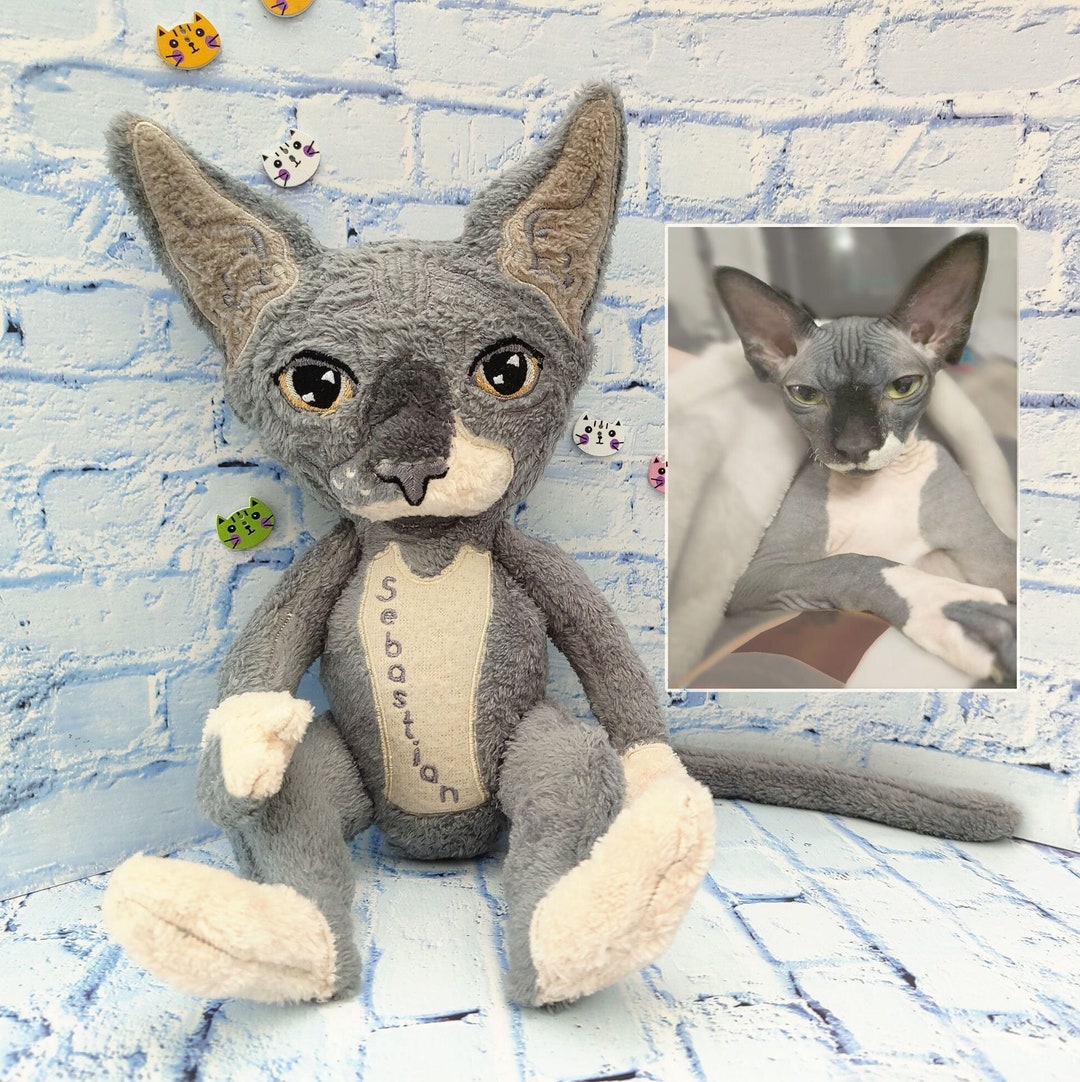 Custom Cat Plush, Pet Replica, Cat Sphynx, Hairless Cat, Custom Stuffed ...