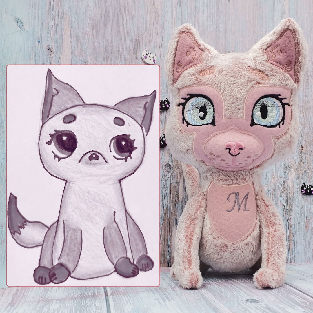 Drawing Into Stuffed Animal, Toy From Drawing, Custom Cat Plush ...