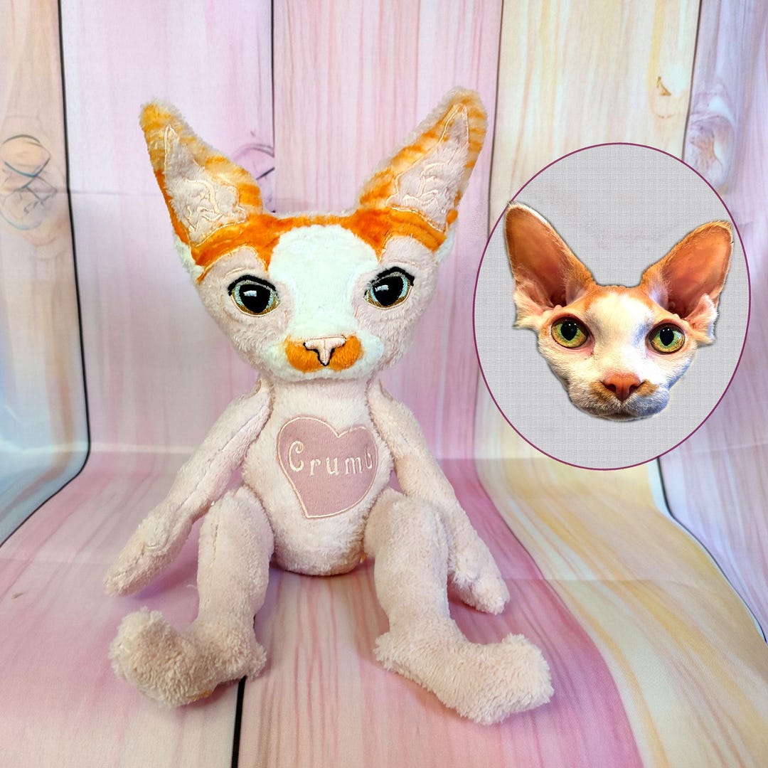Cat Puppet From the Photo, Sphynx Cat Plush, Memorial Gift for Cat ...