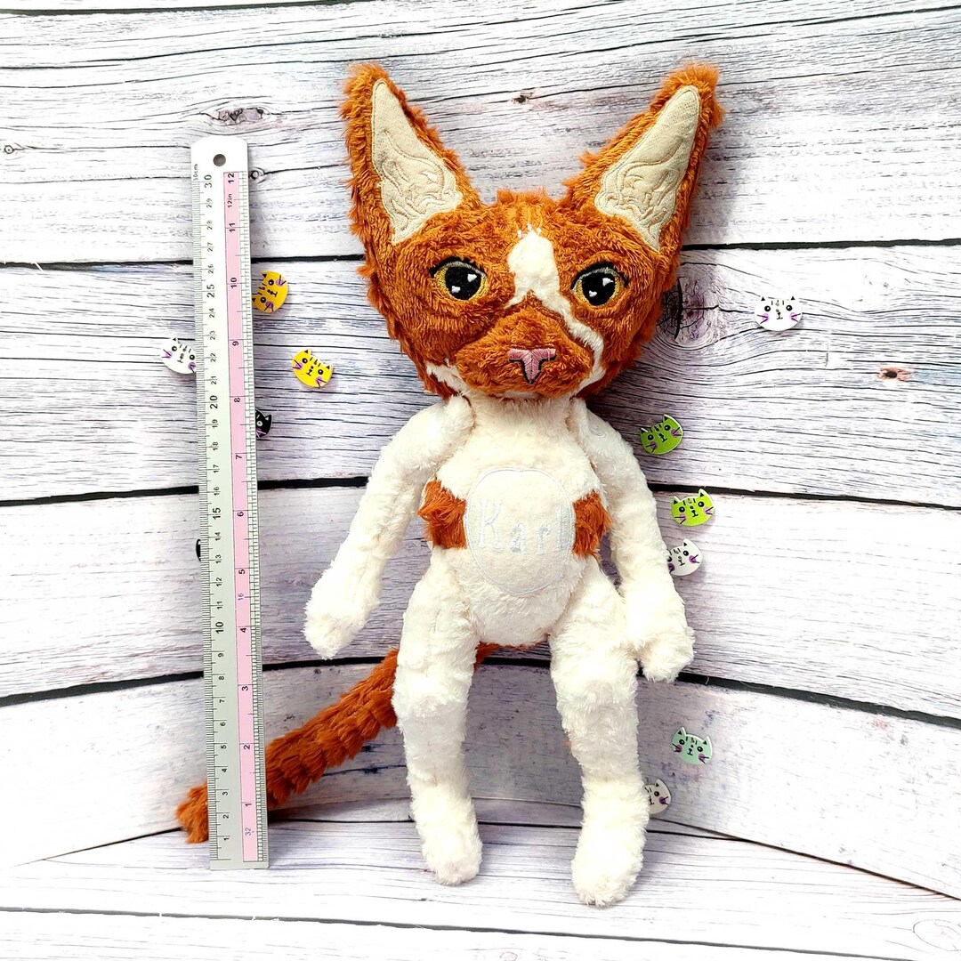 Plush Devon Rex Cat, Cat Doll Custom Made From a Photo, Sentimental ...