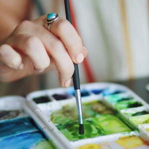 8 DIY Paint-over Sketches of a Flower Bouquet Against a Brick Wall, for ...
