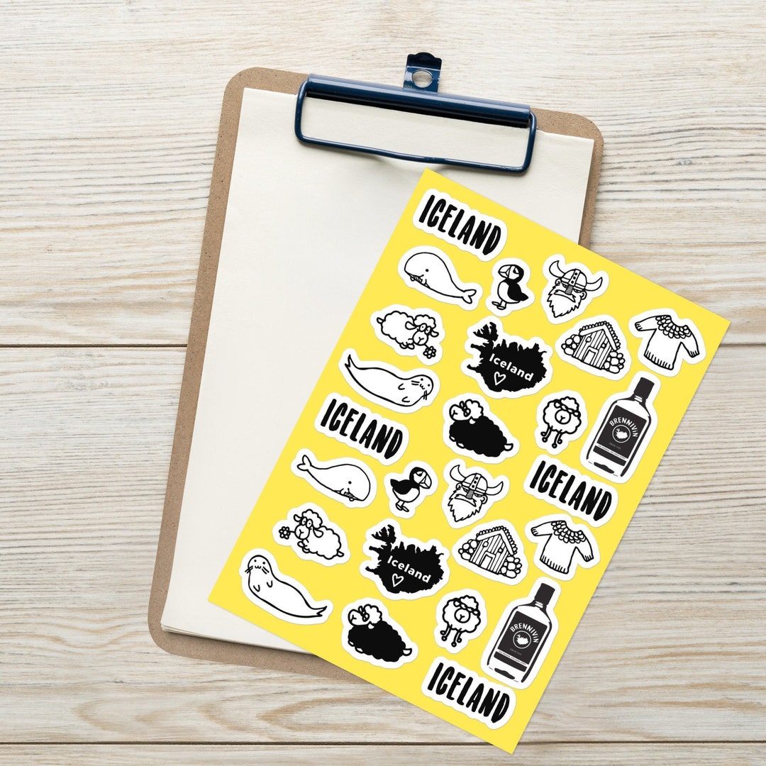 ICELAND Sticker Sheet Cute Hand Drawn Doodles From Icelandic Life - Etsy