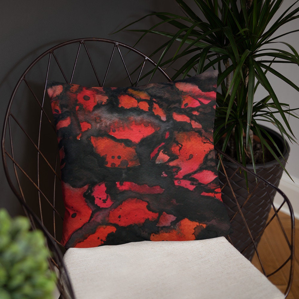 Wild Volcano Basic Pillow Hand Painted Watercolour on Cotton Paper ...