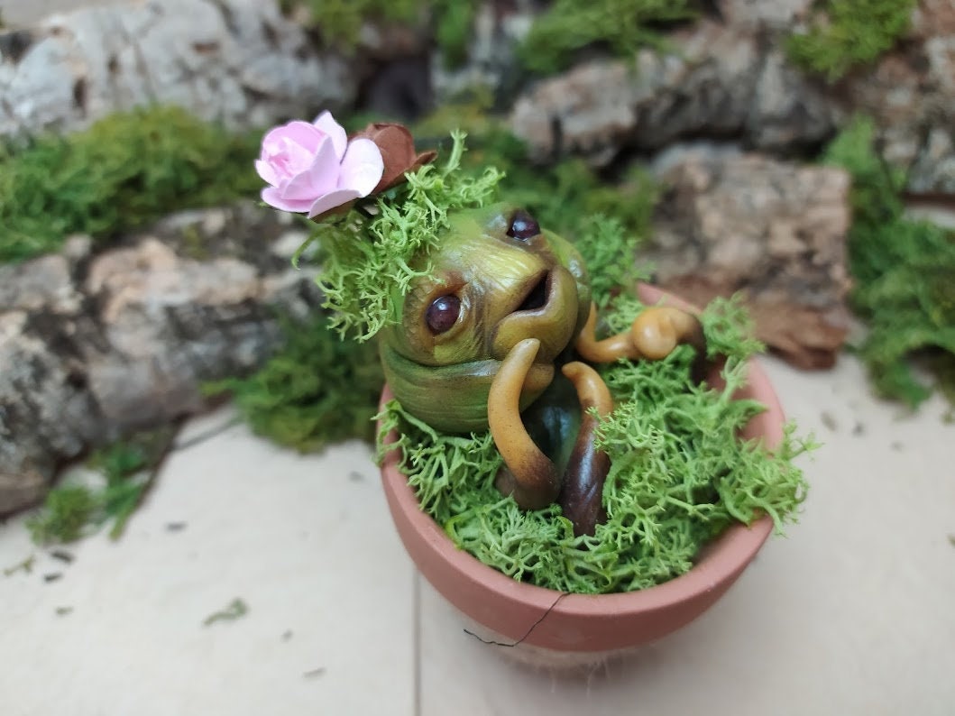 Mandrake, Handmade, Polymer Clay Figure, Magic Creature, Ooak, Flower ...