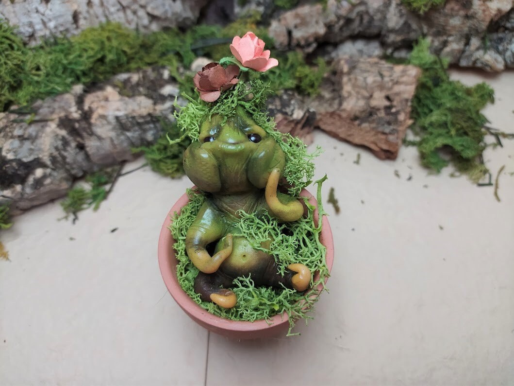 Mandrake, Handmade, Polymer Clay Figure, Magic Creature, Ooak, Flower ...