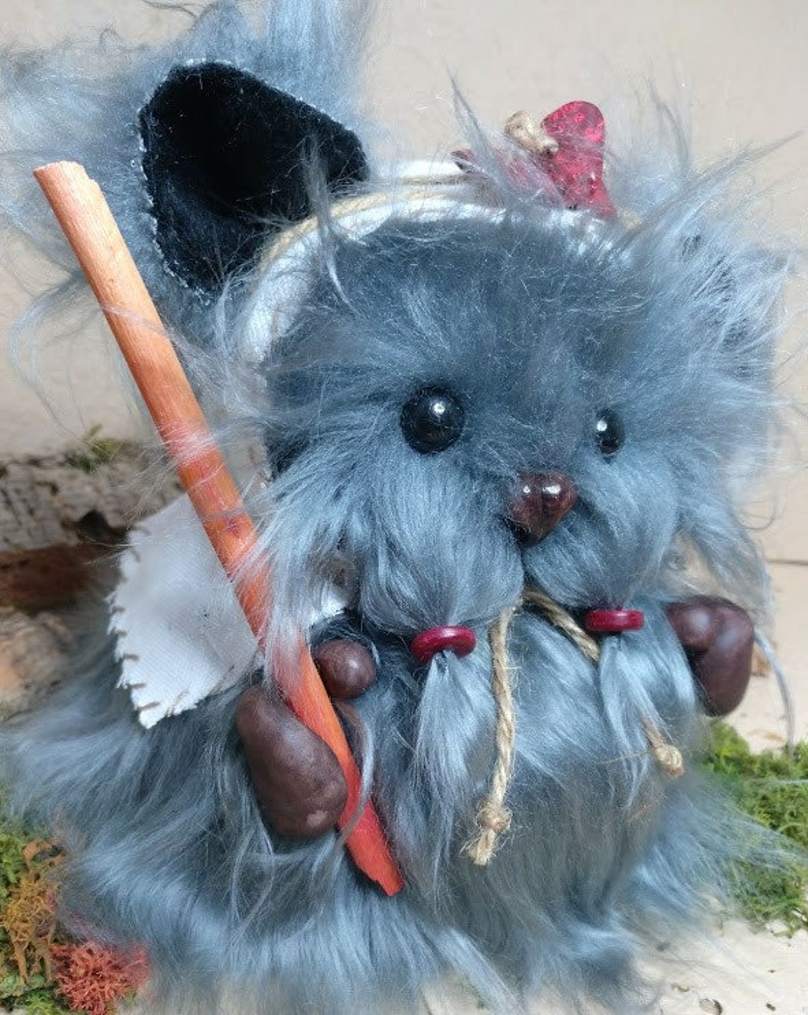 Ukko, Handmade, Art Doll, OOAK, Furry Monster, fake fur, polymer clay ...