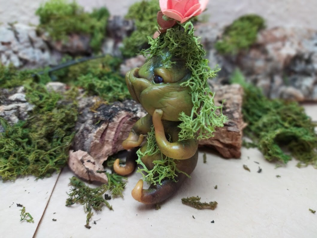 Mandrake, Handmade, Polymer Clay Figure, Magic Creature, Ooak, Flower ...