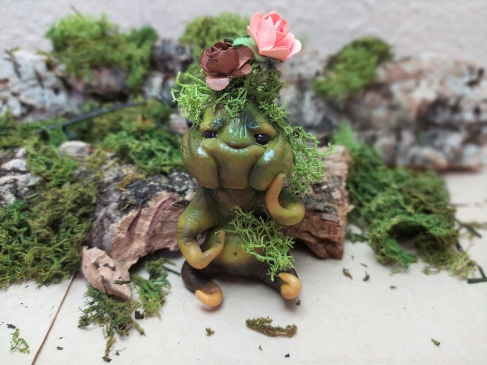 Mandrake, Handmade, Polymer Clay Figure, Magic Creature, Ooak, Flower ...