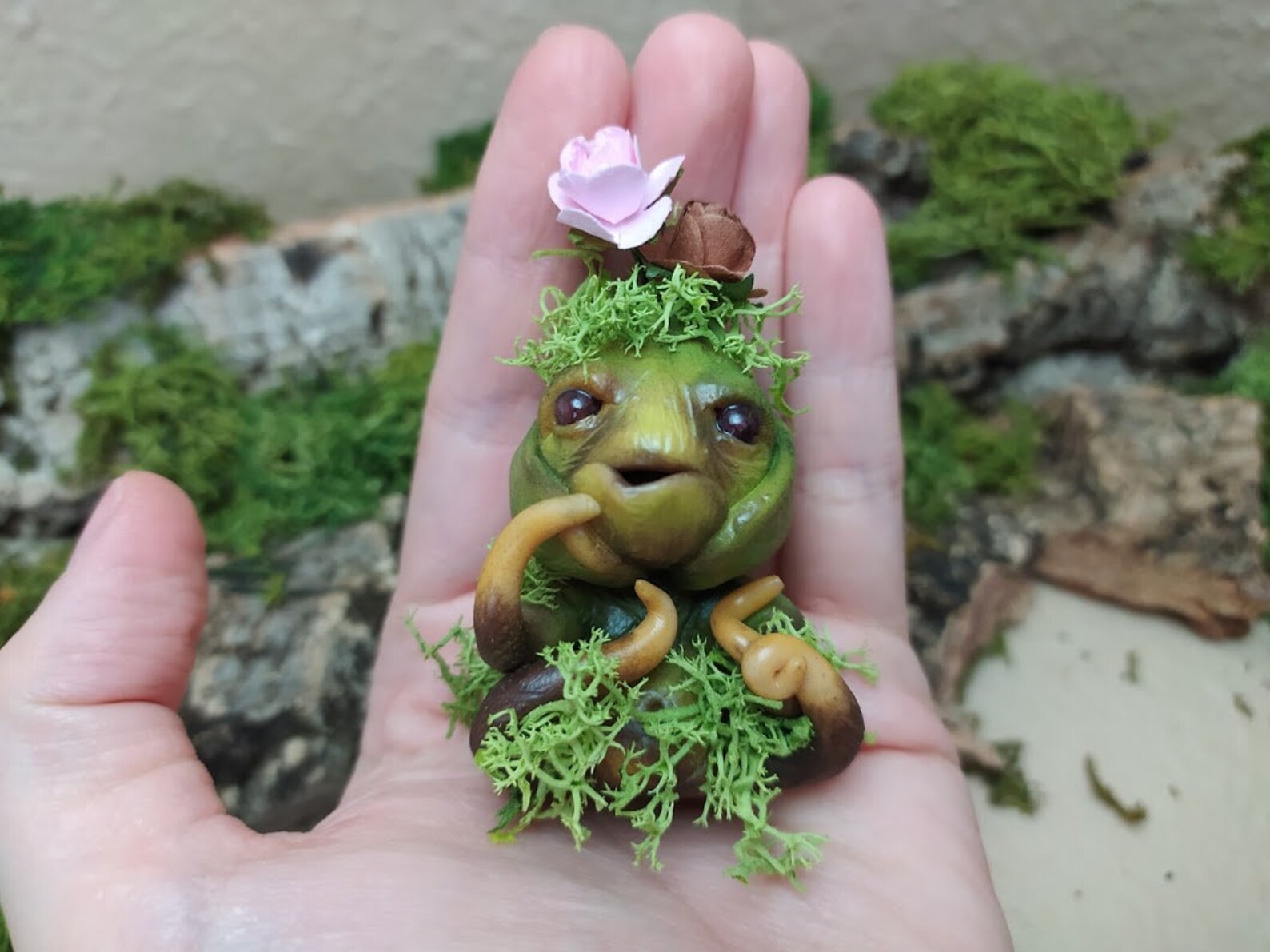 Mandrake, Handmade, Polymer Clay Figure, Magic Creature, Ooak, Flower ...