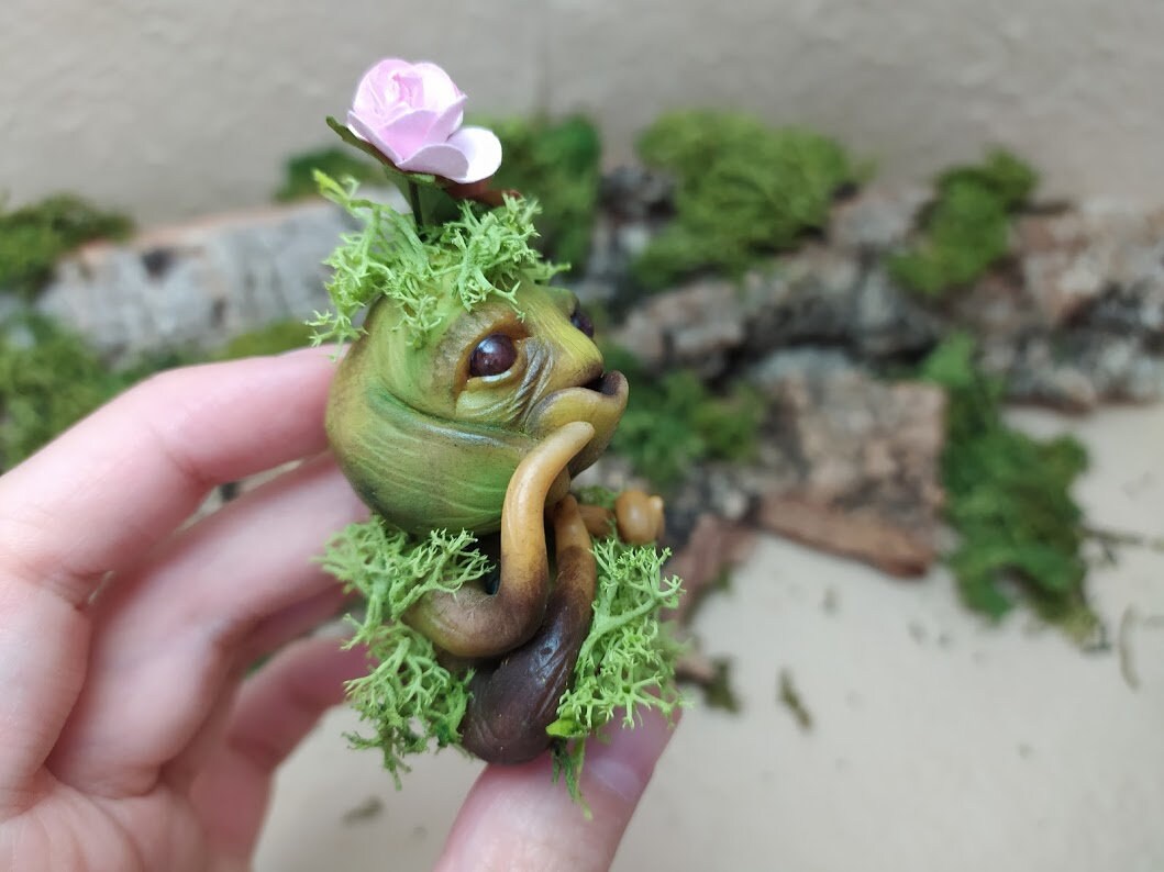 Mandrake, Handmade, Polymer Clay Figure, Magic Creature, Ooak, Flower ...