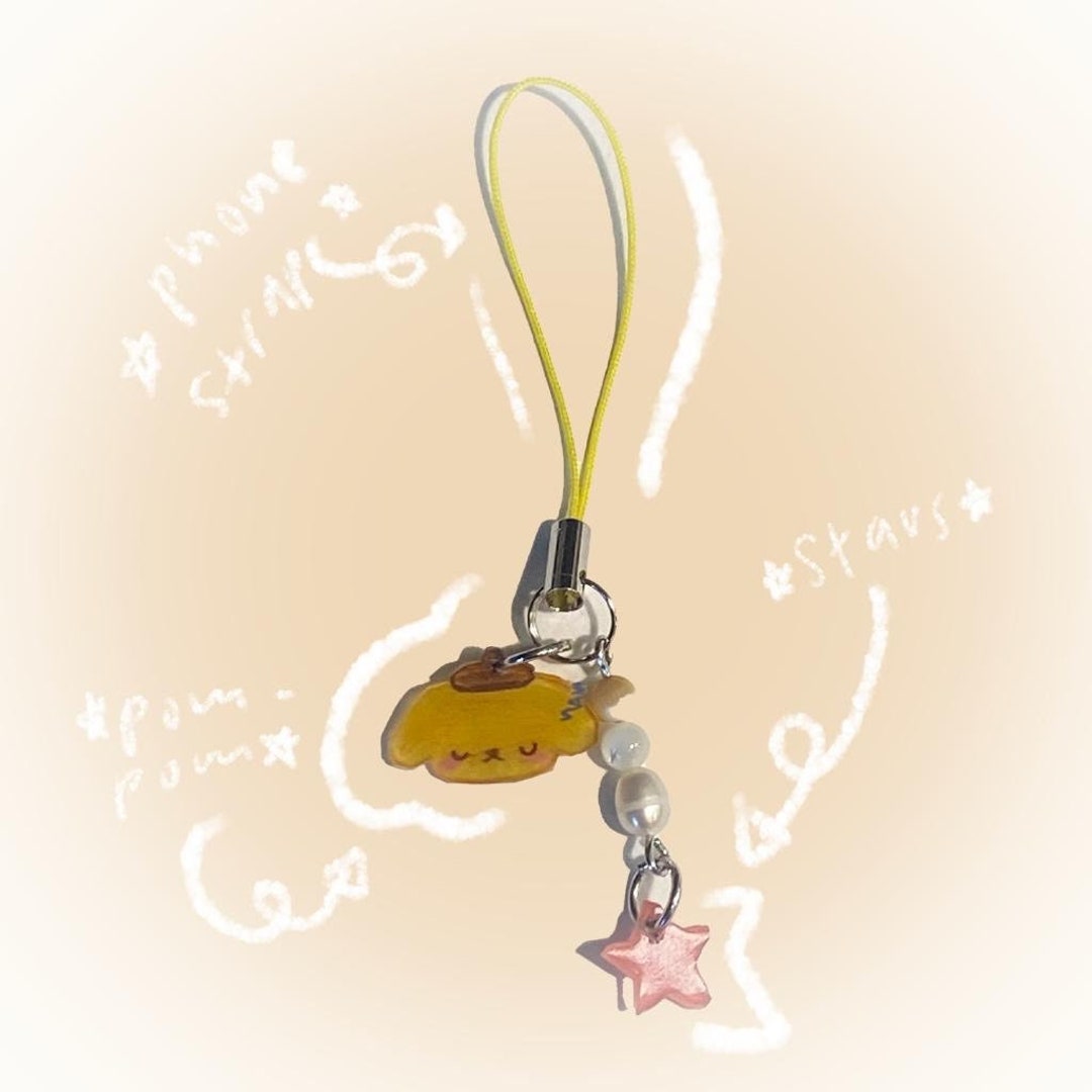 Handmade Pompompurin Yellow and Pink Phone Charm - Etsy