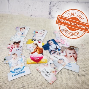 Personalized First Birthday Party Photo Fridge Magnet Favours With ...