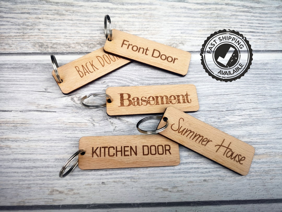 Personalised Keychain, Hotel Keychain, Wooden Keychain Key Ring, Beech ...