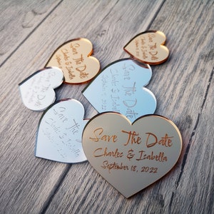 Gold Mirror Save the Date Magnet, Custom Wedding Favor, Personalized ...