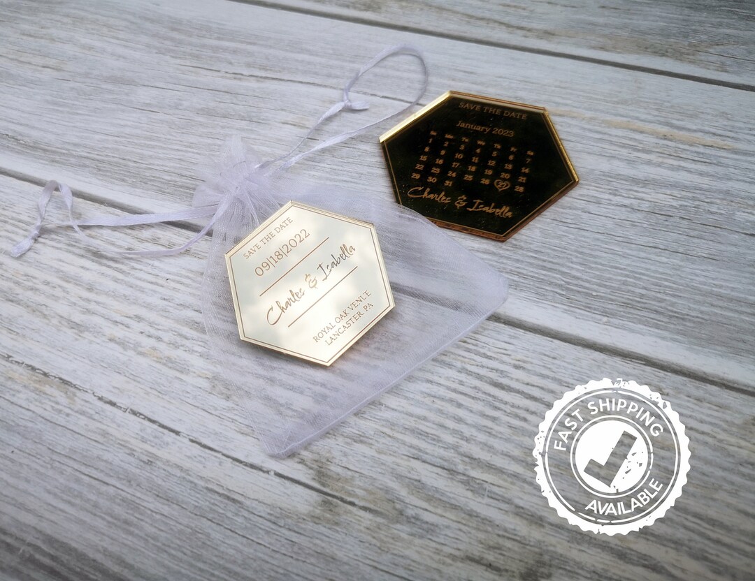 Gold Silver Mirror Save the Date Magnet - Custom Wedding Favor ...