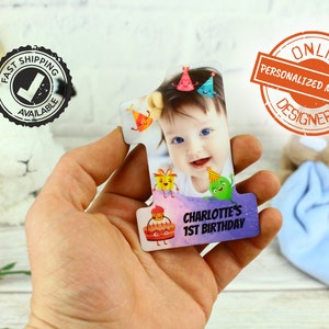 Personalized First Birthday Party Magnet Favours With Online Designer ...