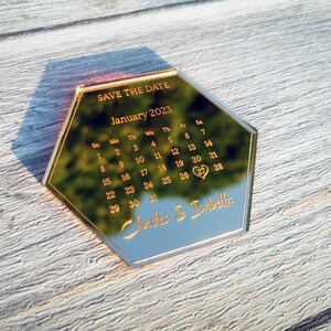 Custom Save the Date Magnet - Gold Mirror Engraved Magnet ...
