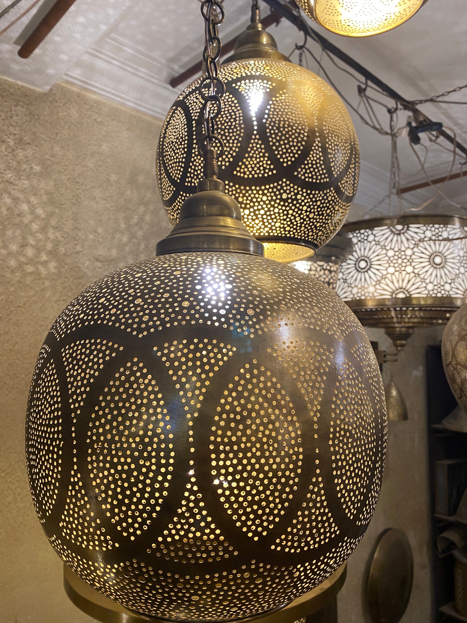 Brass Moroccan hanging lamp vintage lighting style | Etsy