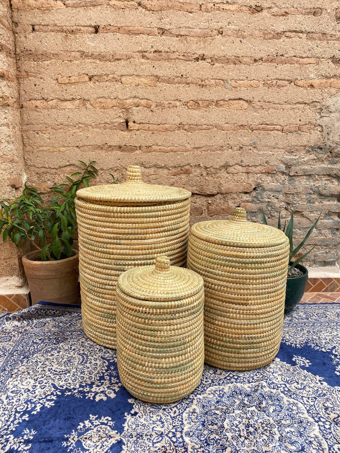 Decorative Storage Basket Moroccan Handmade Basket Round - Etsy
