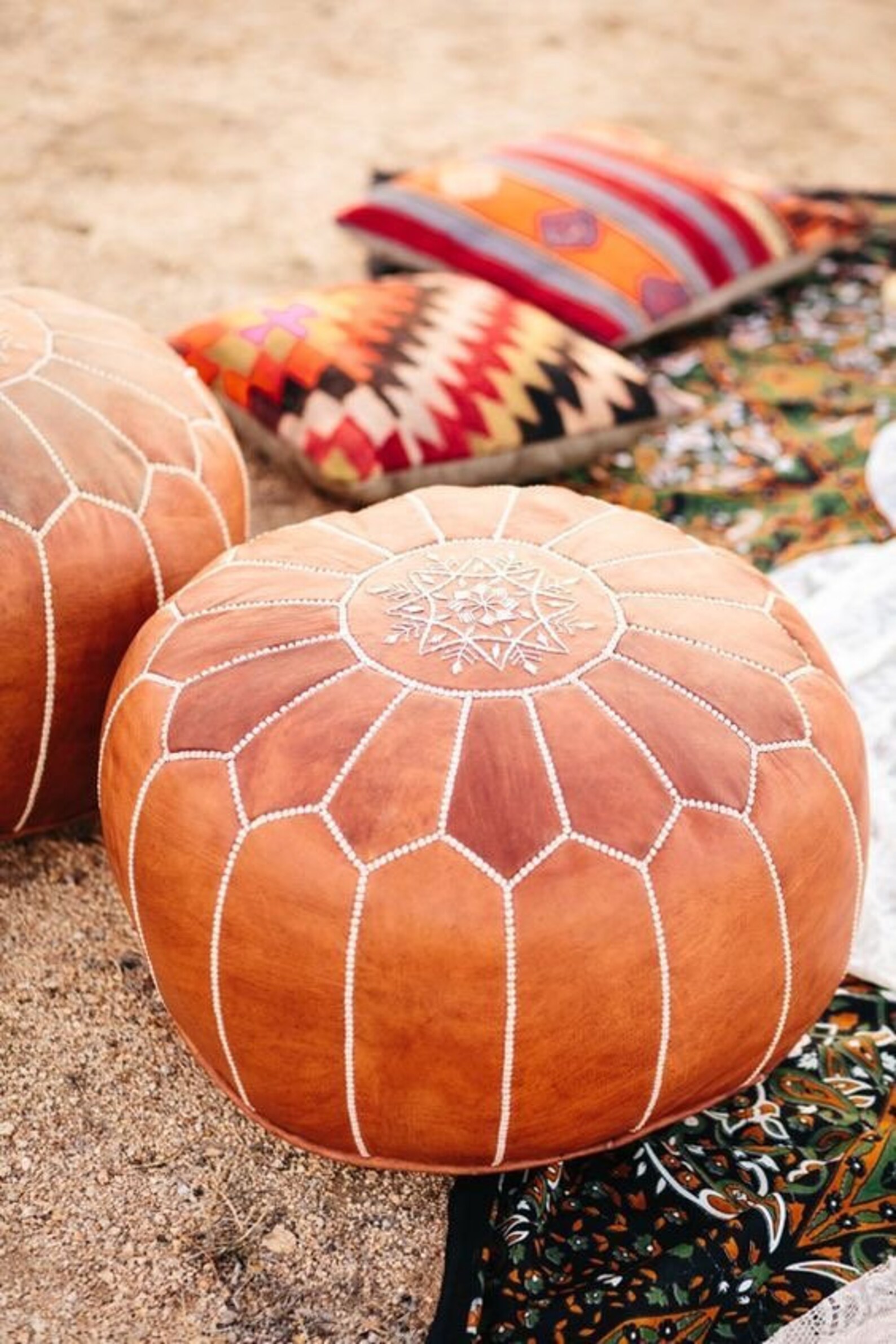 Moroccan Leather Pouf Handmade Moroccan Pouf Vintage Style - Etsy