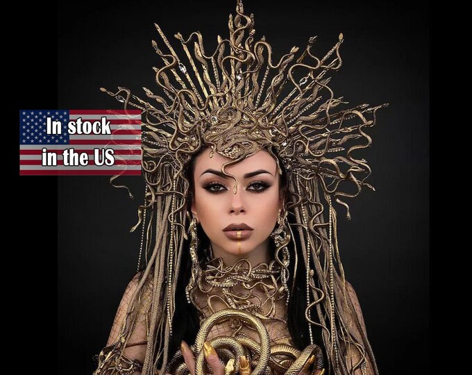 Medusa Gorgon Costume, Medusa Gorgon Goddess Crown and Jewelry, Large ...