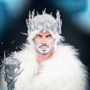 Ice King Crown, Unisex Silver Crown, Snow King Crown, Winter Headdress ...