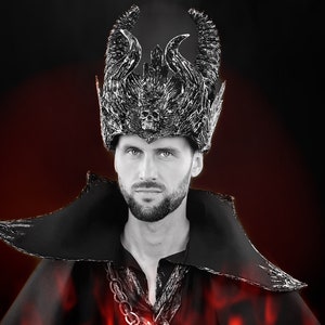 Demon Headpiece, Devil's Crown, Dark King's Bone, Large King, Gothic ...
