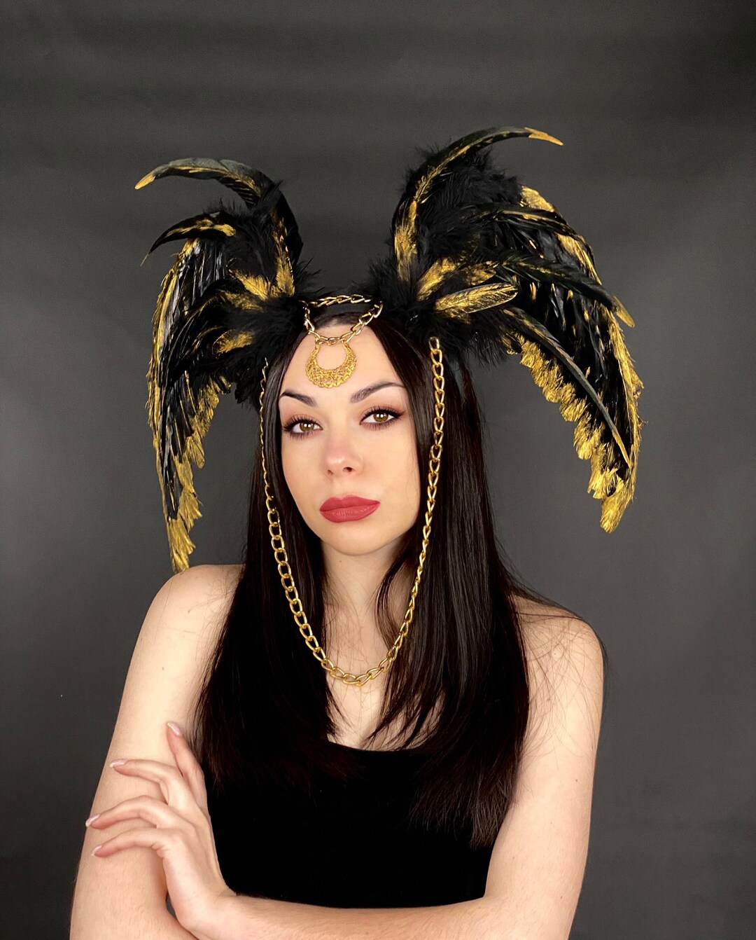 Gothic Headdress With Wings, Dark Queen Headpiece, Valkyrie Winged ...