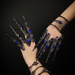 Blue Filigree Jewelry, Metal False Nails, Finger Claws, Gothic Fingers ...