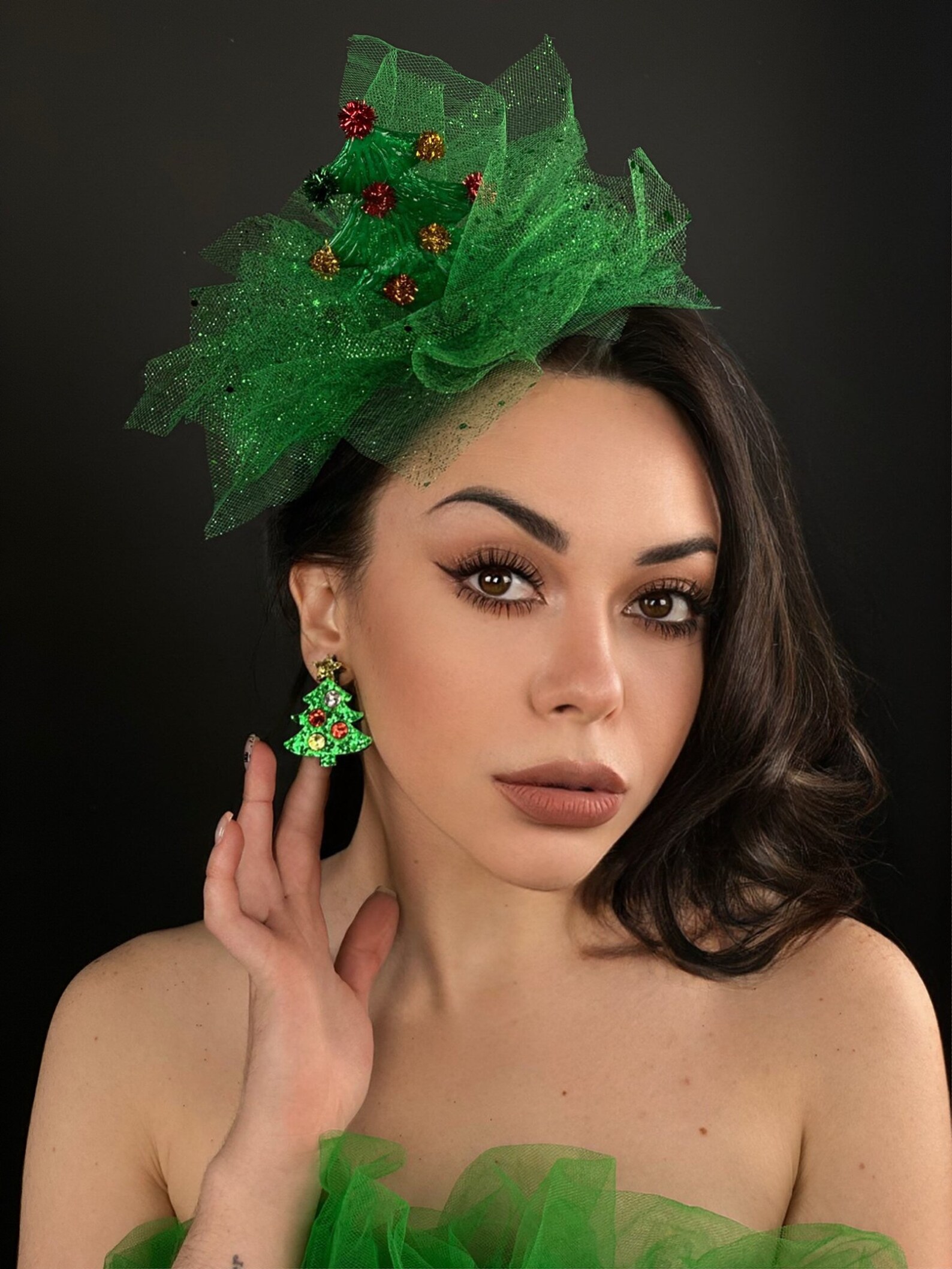 Christmas Tree Headband Holiday Party Headband Green Glitter - Etsy