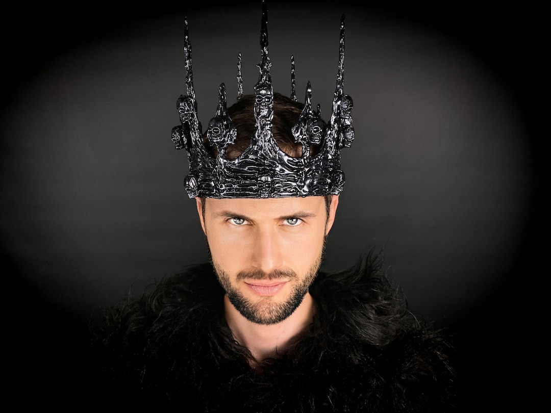 Pewter Black Crown, Gothic Men's Crown, Dark King, Large Men's Crown ...