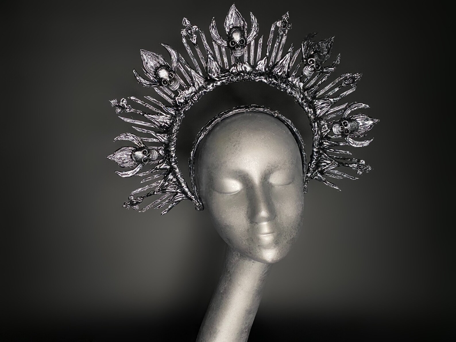 Dark Queen Crown Dark Goddess Headdress Skull Halo Crown - Etsy