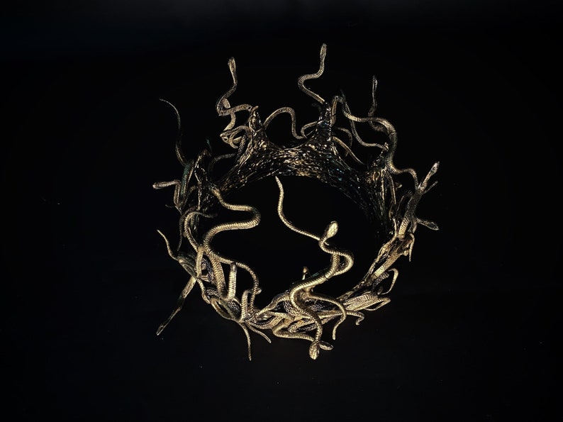 Burning Man, Gold Medusa Crown, Gothic Snake Headdress, Snake King - Etsy