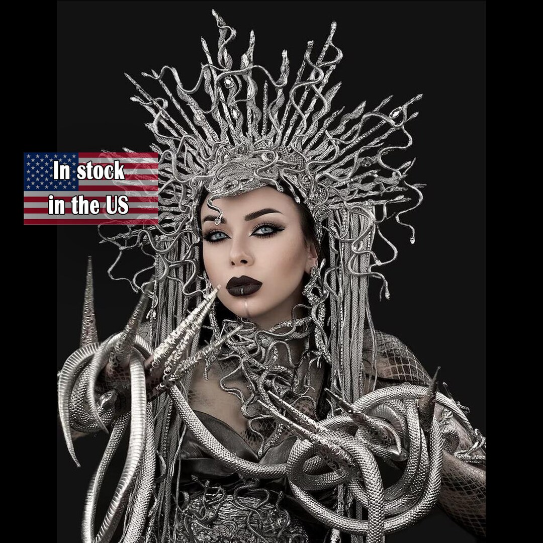 Luxury Silver Gorgon, Large Medusa Headpiece, Medusa Gorgon Goddess ...