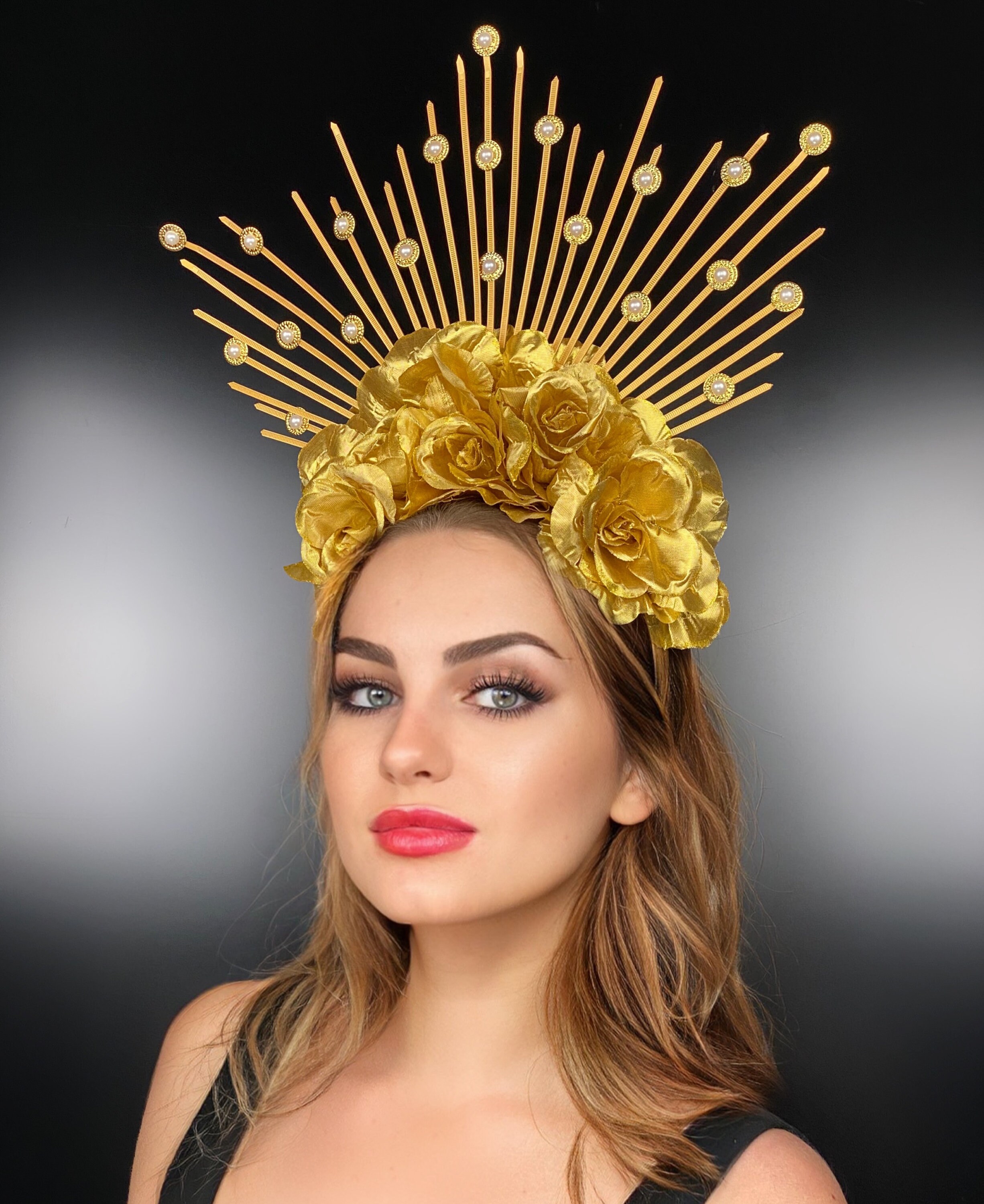 Sunburst crown Halo spiked headpiece Met flower crown | Etsy