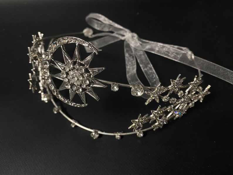 Galaxy Tiara Moon Headband Silver Star Tiara Celestial - Etsy