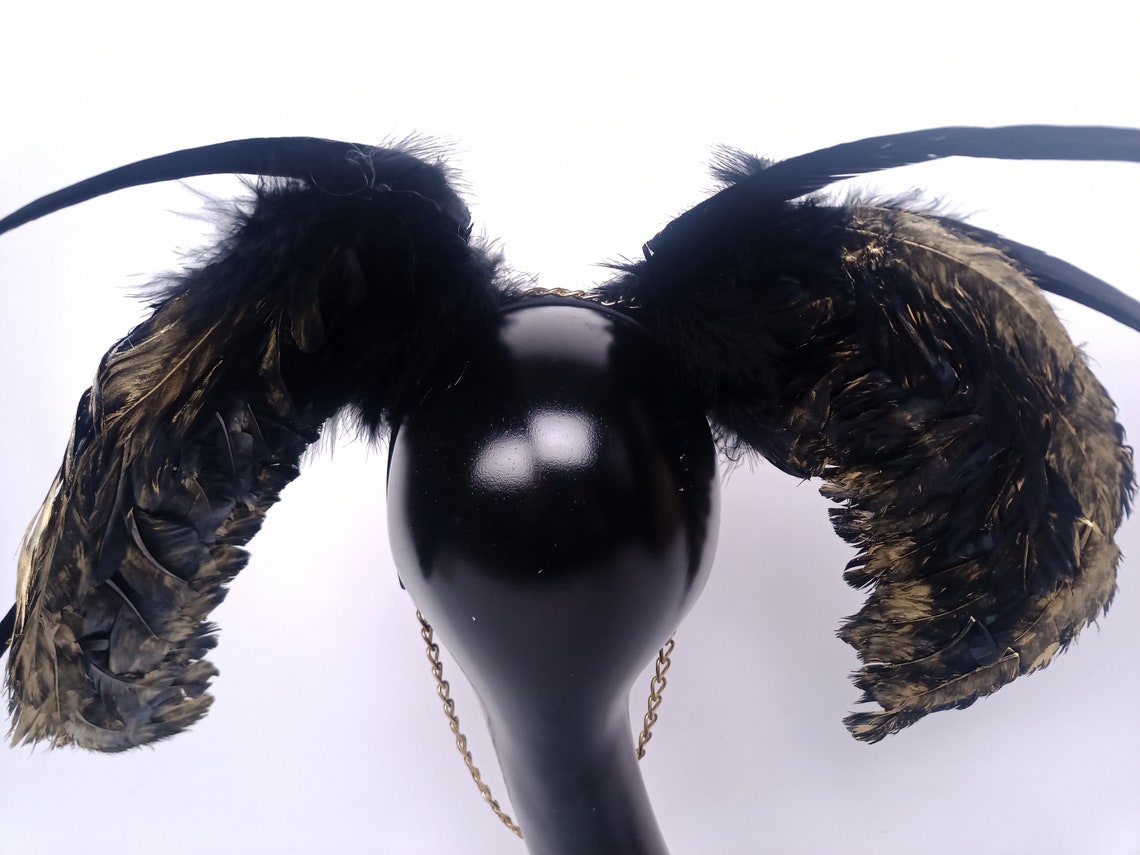 Gothic Headdress With Wings Dark Queen Headpiece Valkyrie | Etsy