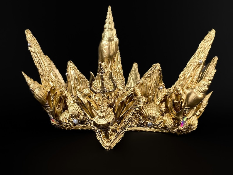 Burning Man, Neptune Costume, Gold Sea God Crown, Cosplay Armor ...