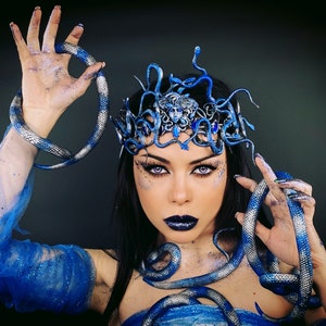 Medusa Gorgon Tiara, Medusa Headdress, Blue Tiara With Snakes ...
