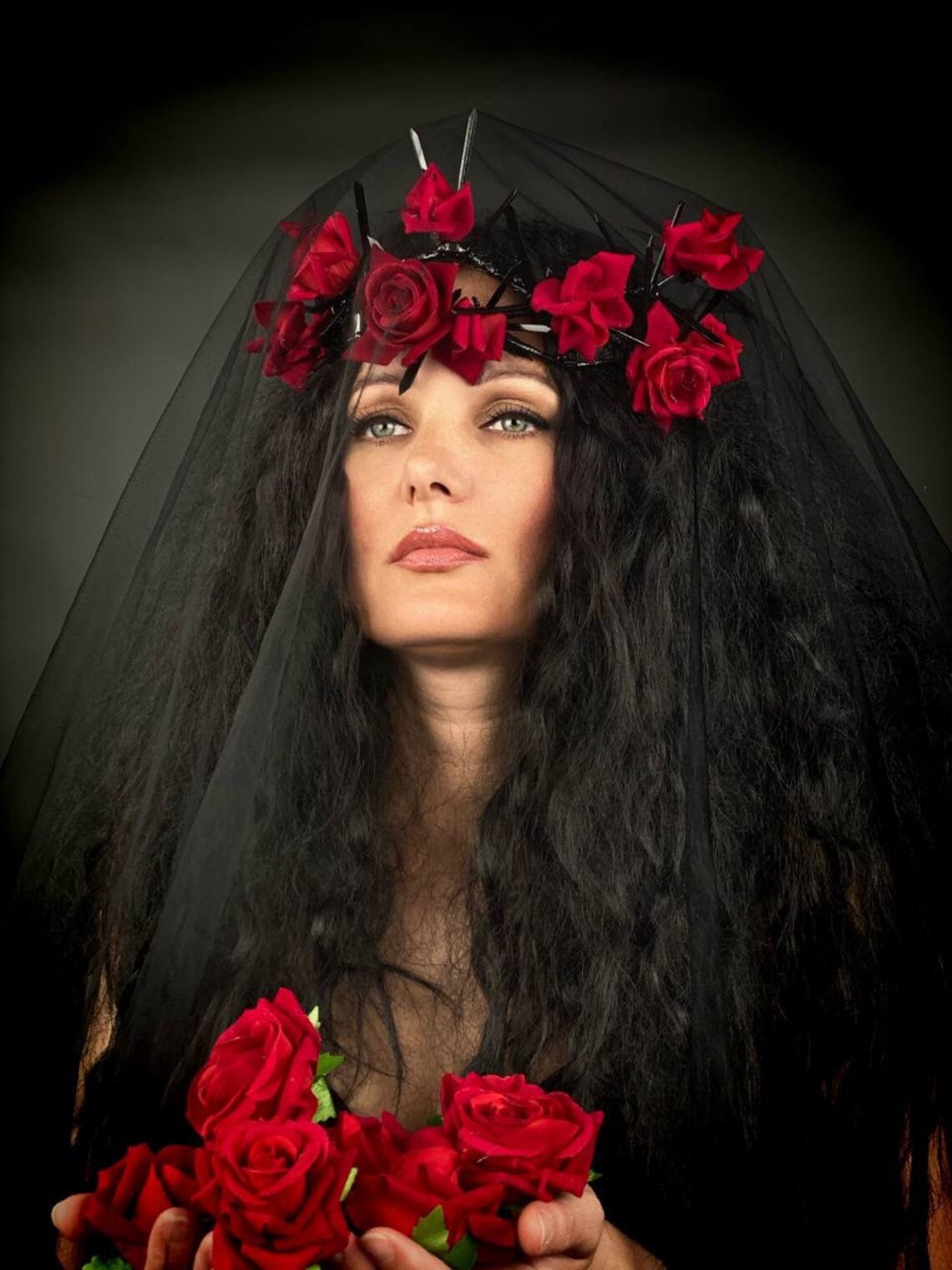 Spiked Crown With Red Rose Tiara of Torments Wreath With - Etsy