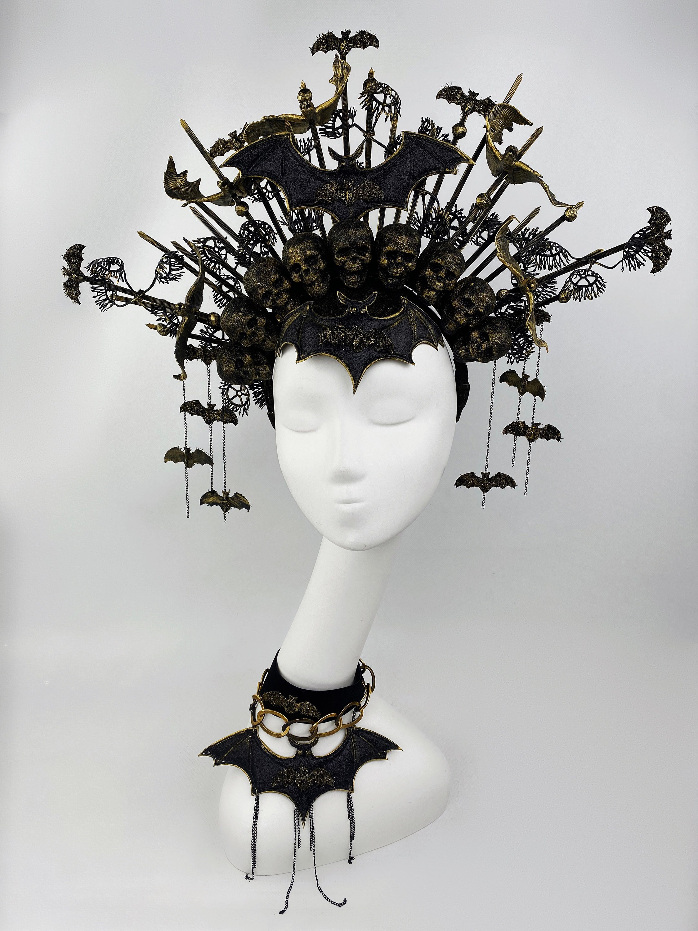 Gala Bat Queen Headpiece Bat Halo Crown Spiked Gothic Goddes | Etsy