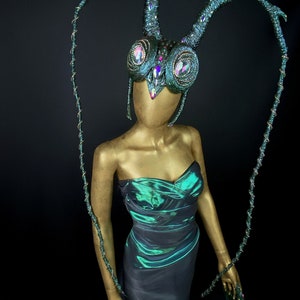 Unisex Insect Headdress, Green Beetle Costume, Headpiece With Horns ...
