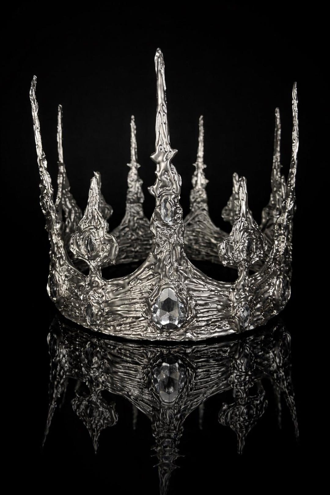 Burning Man, Unisex Gothic Crown, Silver Rhinestone Headpiece, Ice ...