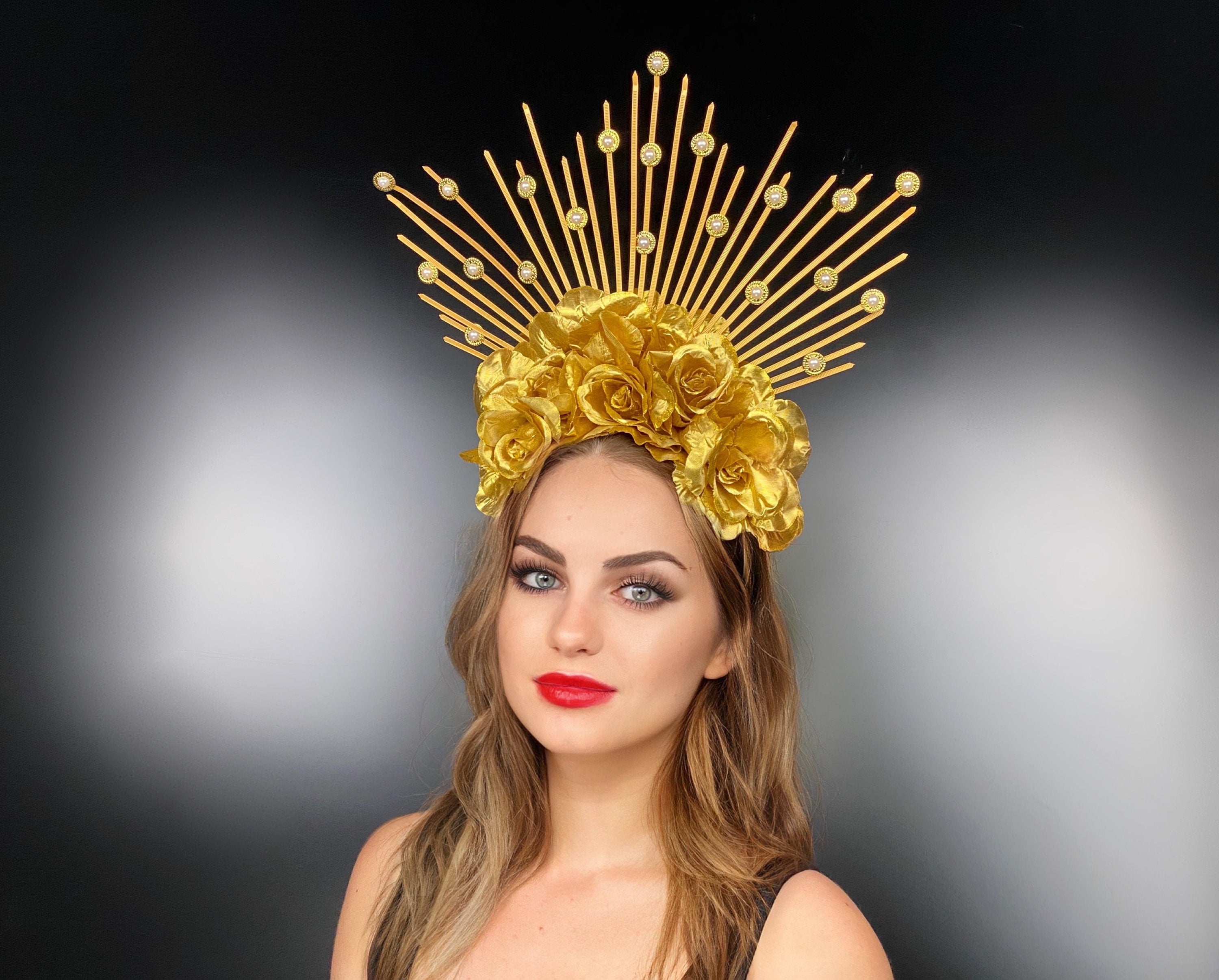 Sunburst crown Halo spiked headpiece Met flower crown | Etsy