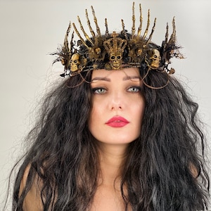 Gothic Crown of Branches, Gothic Wedding, Death Skull Crown, Skull Dia ...