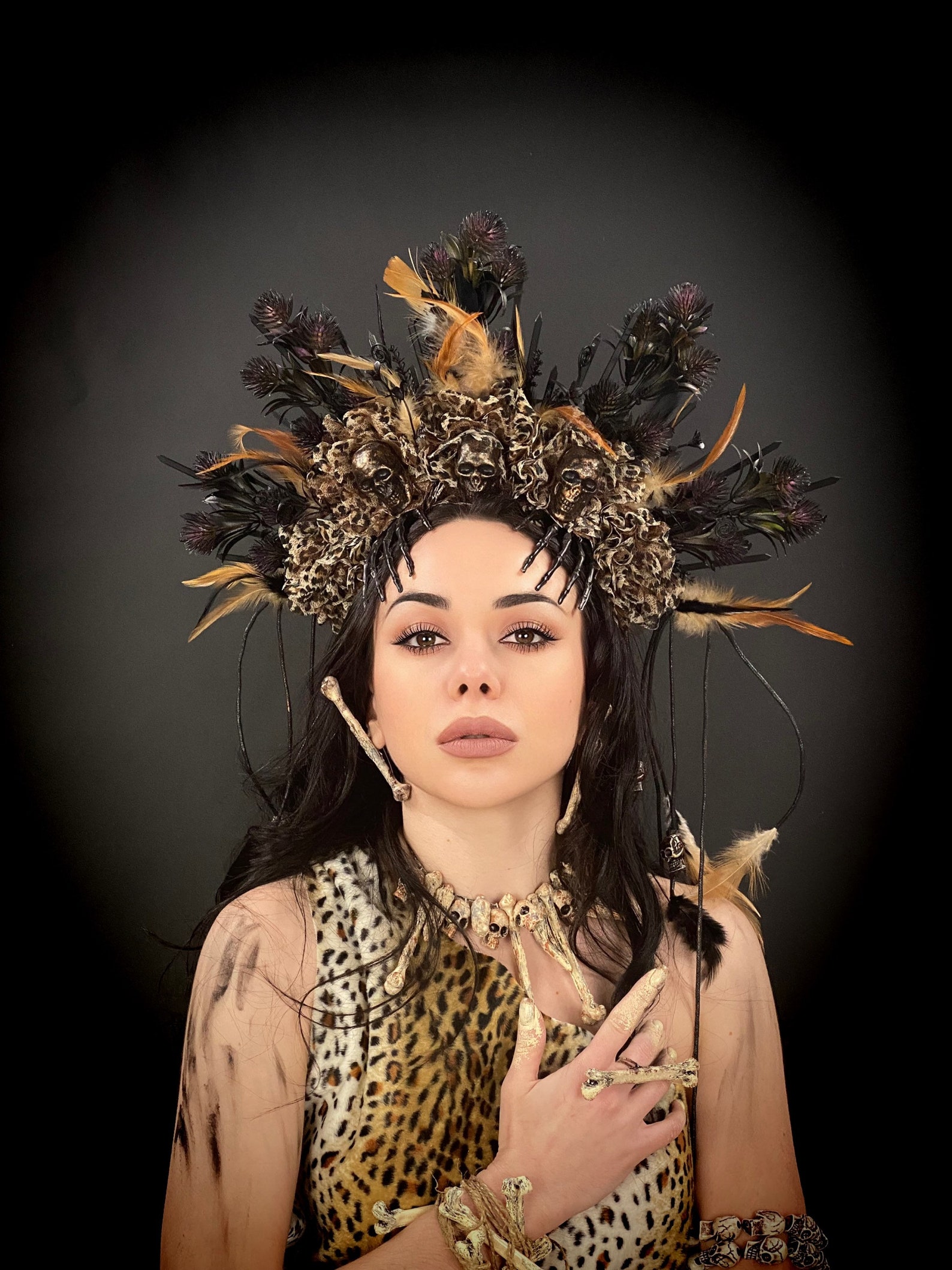 Voodoo Headpiece Black Mamba Crown Dark Shaman Skull - Etsy