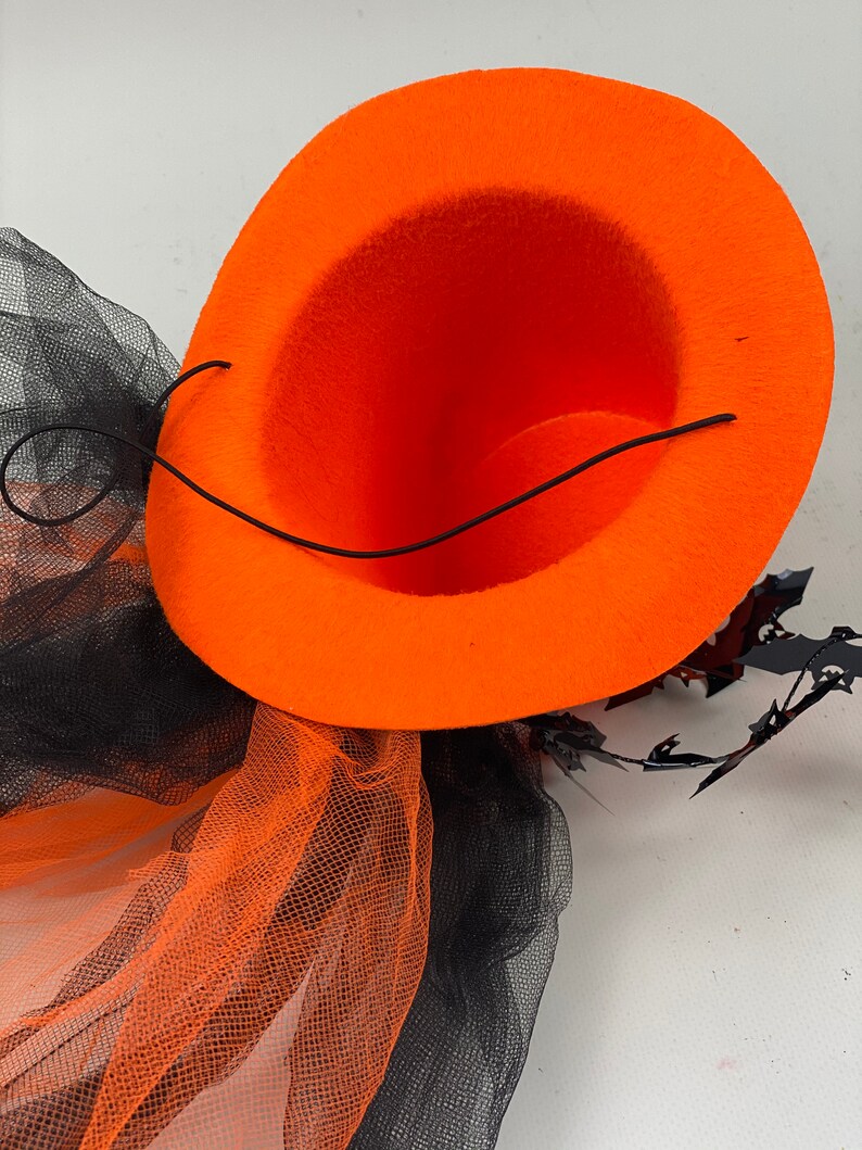 Black and Orange Mini Hat Halloween Mini Top Hat Top Hat - Etsy